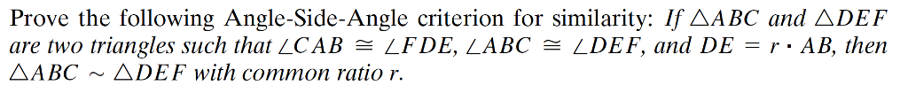 Solved Prove the following Angle-Side-Angle criterion for | Chegg.com