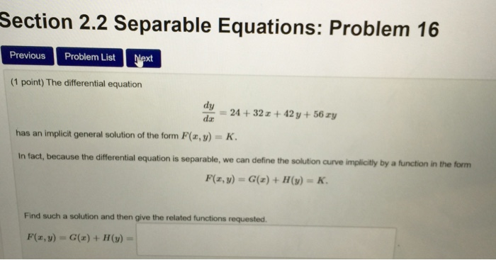 Solved The differential equation Has an implicit general | Chegg.com