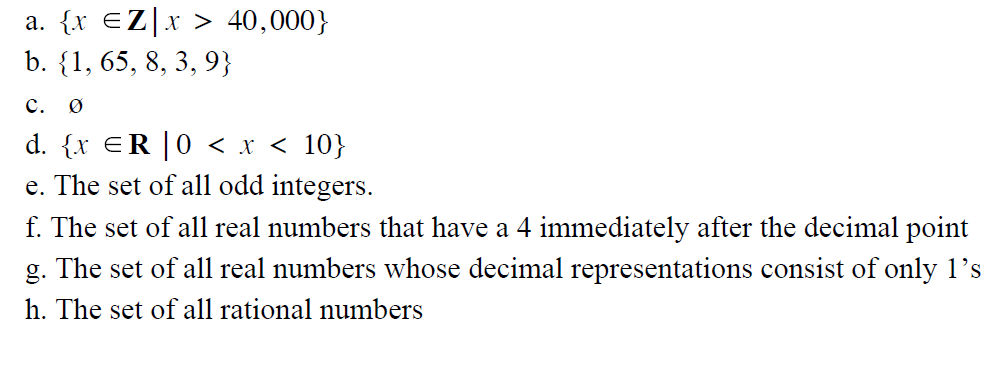 Solved For each of the following sets, determine whether | Chegg.com