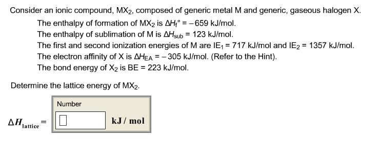 Solved Consider an ionic compound, MX2, composed of generic | Chegg.com
