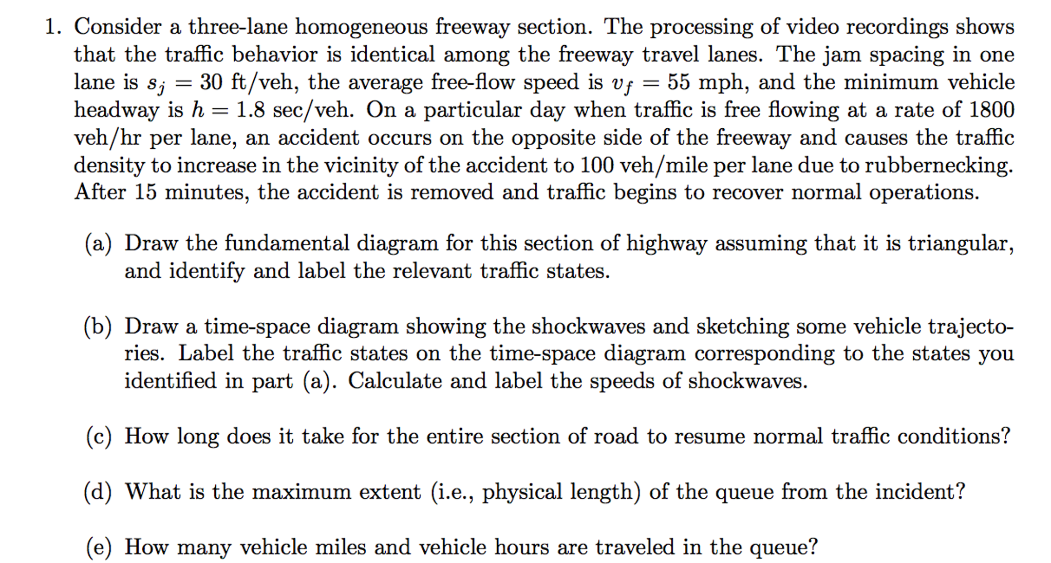Consider a three-lane homogeneous freeway section. | Chegg.com