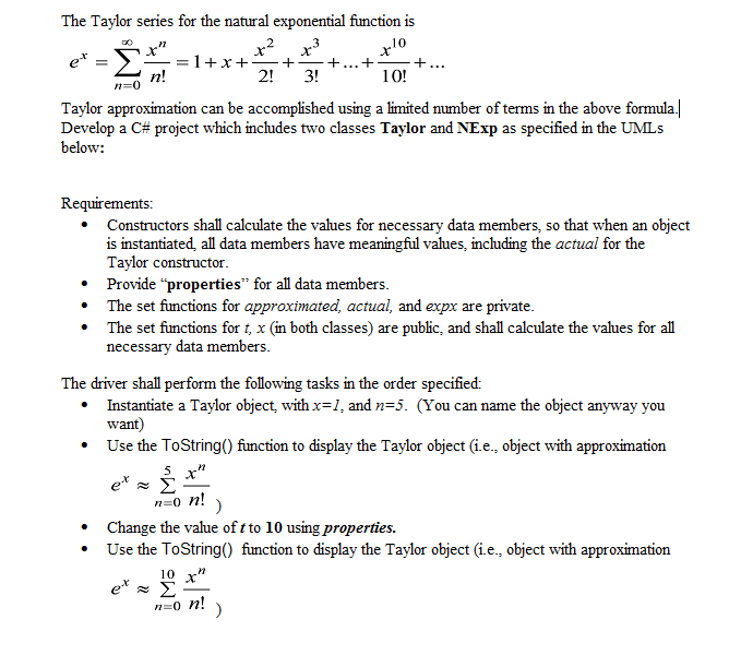 The Taylor series for the natural exponential | Chegg.com