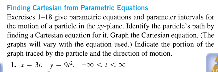 Solved Finding Cartesian from Parametric Equations Exercises | Chegg.com