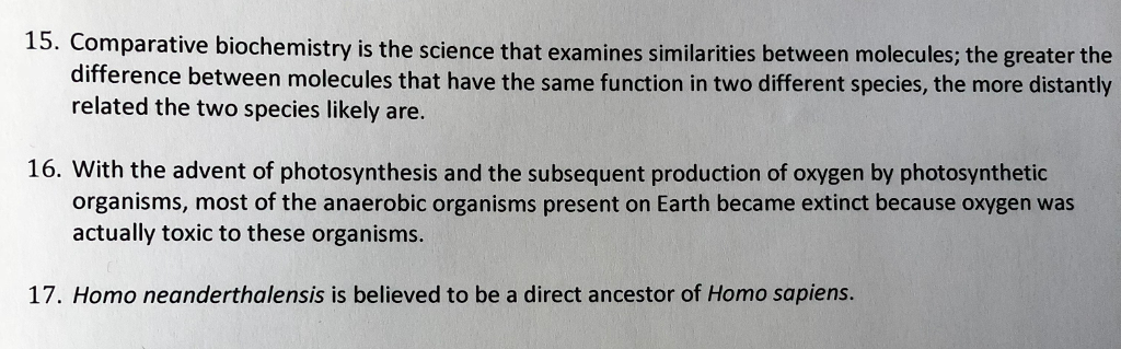 Comparative Biochemistry