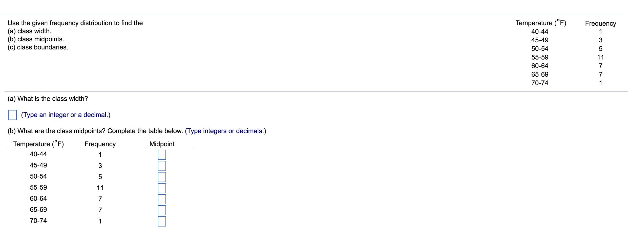 Solved Use the given frequency distribution to find the | Chegg.com