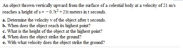 Solved An object thrown vertically upward from the surface | Chegg.com