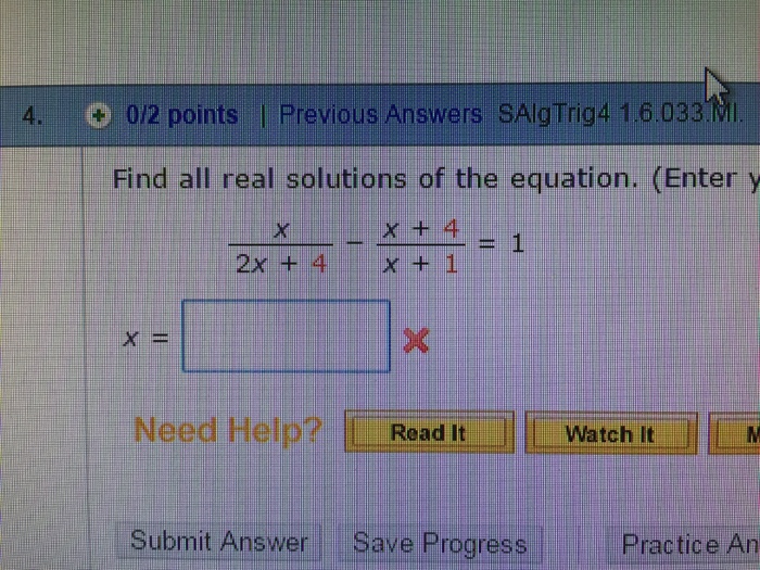 Solved Find all real solutions of the equation. | Chegg.com