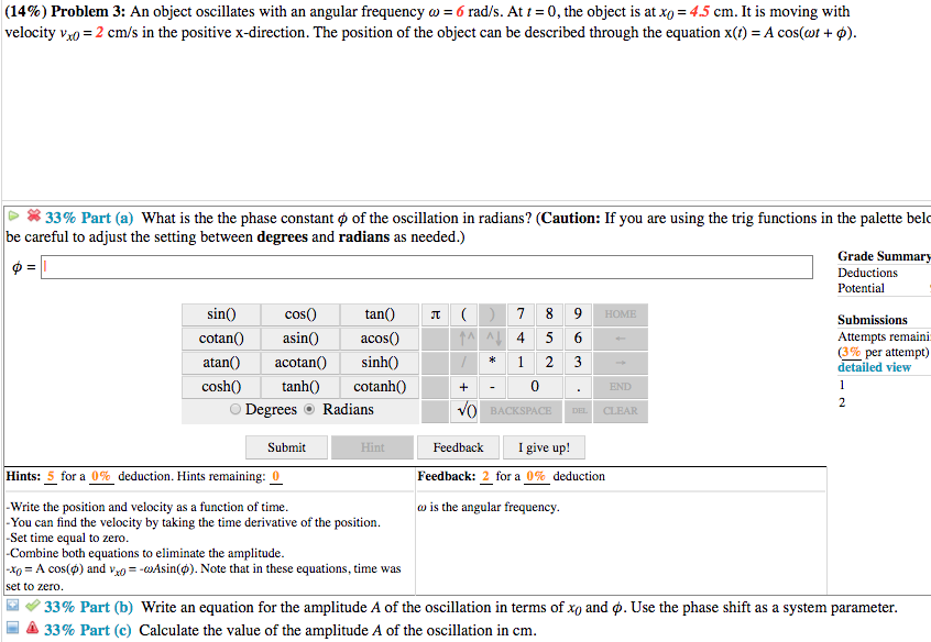 Solved 14 Problem 3 An Object Oscillates With An Angular 