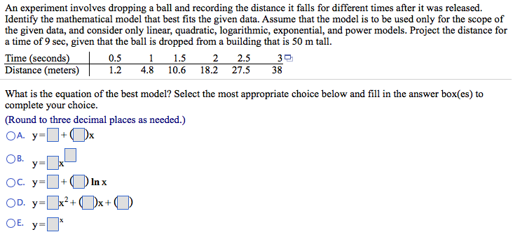 Solved An experiment involves dropping a ball and recording | Chegg.com