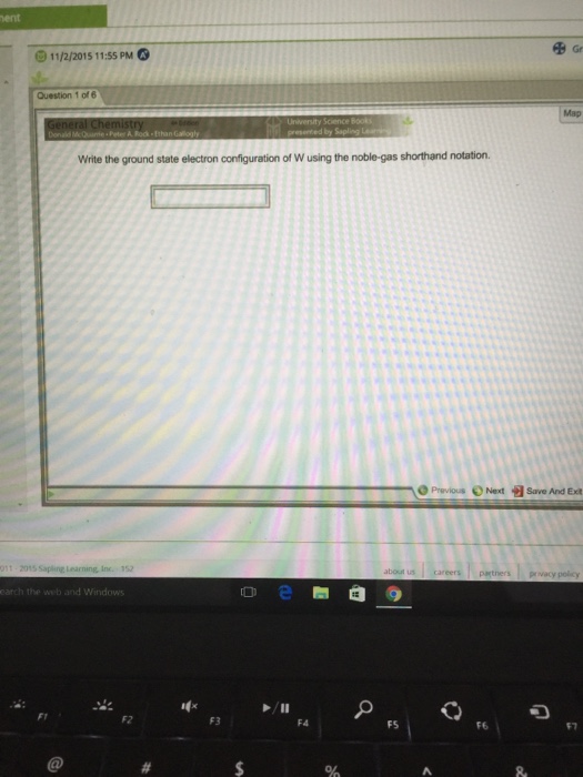 Solved Write The Ground State Electron Configuration For W