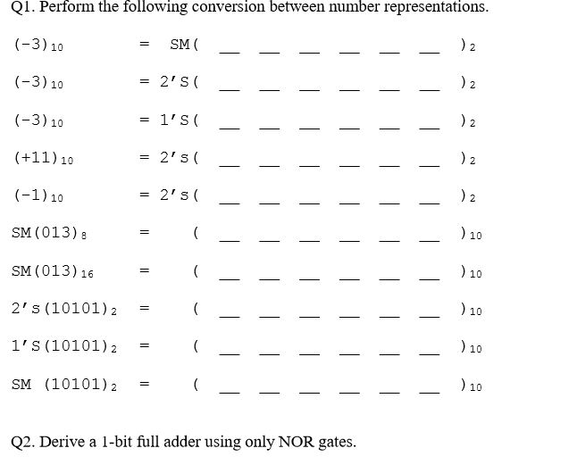 Solved Perform the following conversion between number | Chegg.com