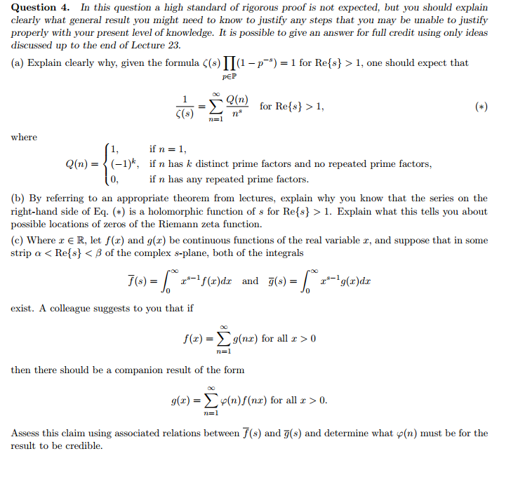If sigma_n = 1^infinity a_n/n^s converges for s = | Chegg.com