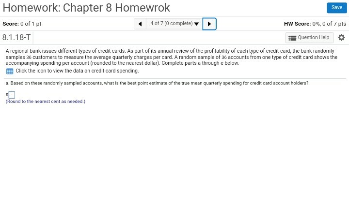 Solved Homework Chapter 8 Homewrok Save Score 0 Of 1 Pt 1