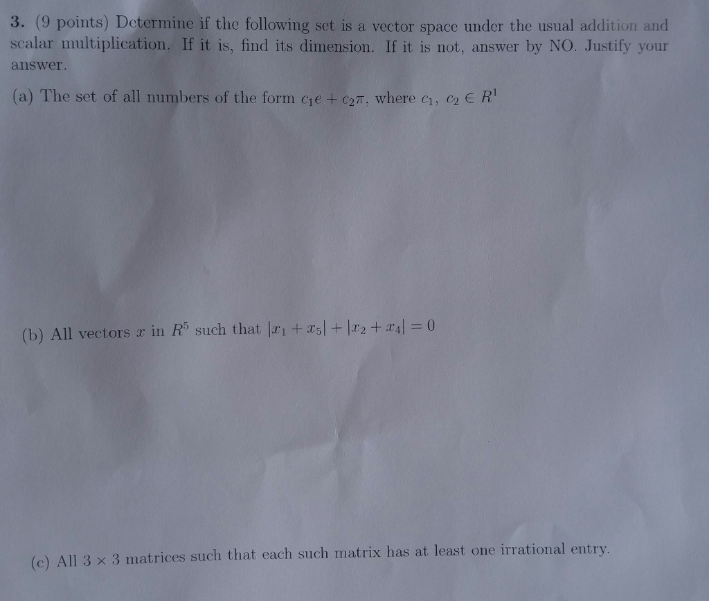 Solved Determine if the following set is a vector space | Chegg.com
