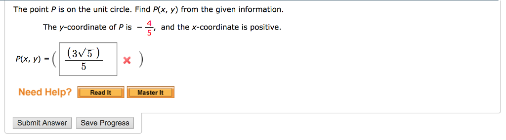 Solved The point P is on the unit circle. Find P(x, y) from | Chegg.com