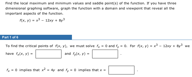 Solved Find the local maximum and minimum values and saddle | Chegg.com