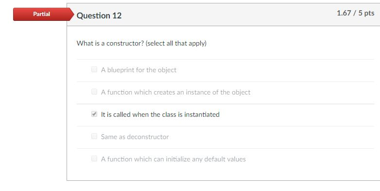 Solved What is a constructor? (select all that apply) A | Chegg.com