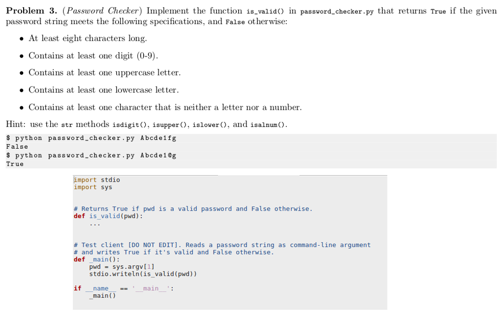 Solved Implement the function is valid() in | Chegg.com