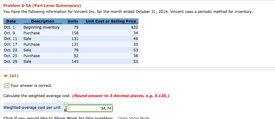 Solved Problem 6-5A (Part Level Submission) You have the | Chegg.com