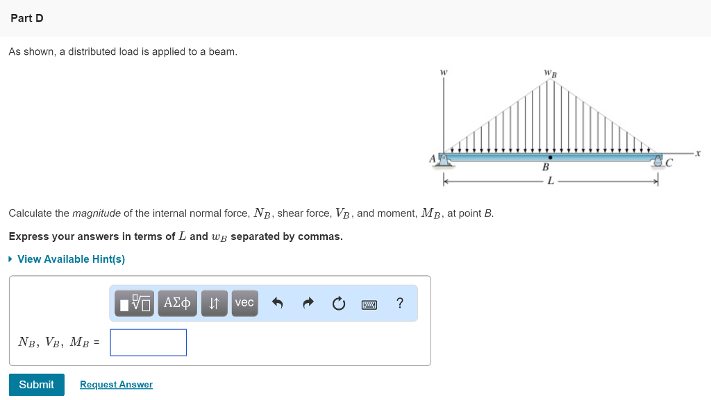 Solved Part D As shown, a distributed load is applied to a | Chegg.com