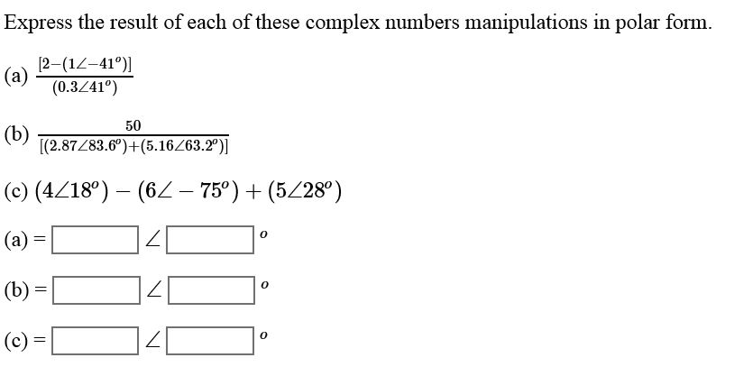 Express the result of each of these complex numbers | Chegg.com