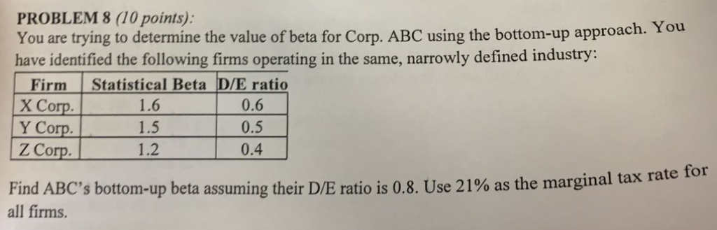 Solved PROBLEM 8 (10 points): You are trying to determine | Chegg.com