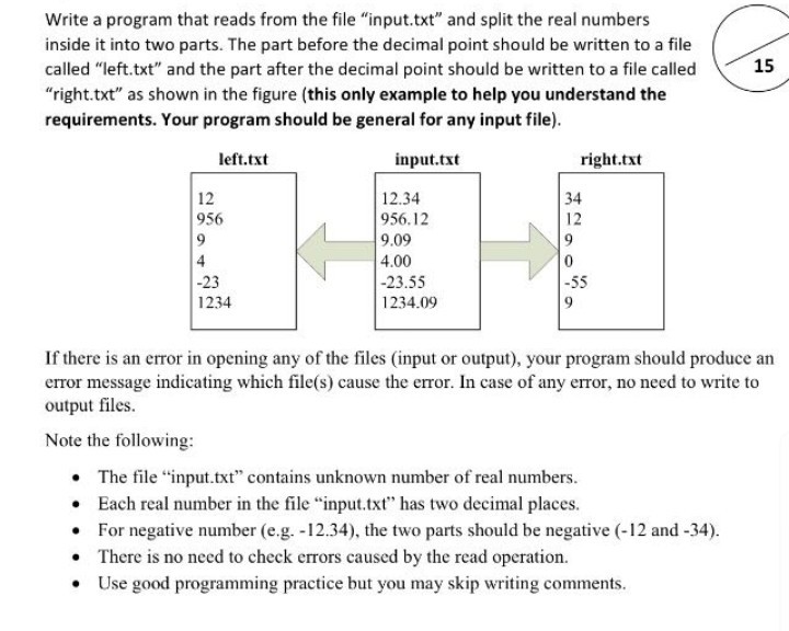 Solved Write a program that reads from the file "input.txt" | Chegg.com