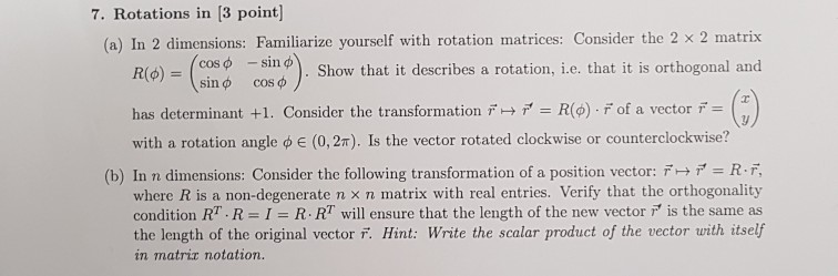 Solved Rotations in (a) In 2 dimensions: Familiarize | Chegg.com