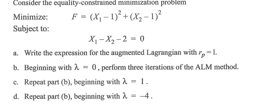 Consider the equality-constrained minimization | Chegg.com