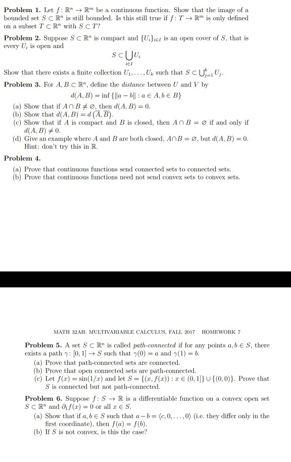 Solved Problem I. Let f: Rn → Rm be a continuous function. | Chegg.com