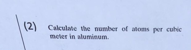 Solved Calculate the number of atoms per cubic meter in | Chegg.com