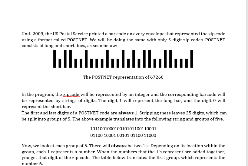Solved Until 2009, the US Postal Service printed a bar code | Chegg.com