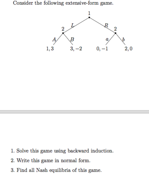 Solved Consider the following extensive-form game. 2 2 1,3 | Chegg.com