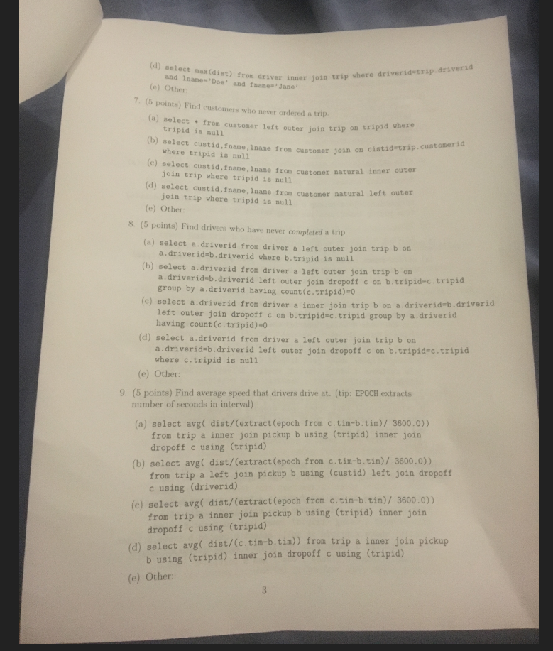 Solved questions, use the following schema definition. | Chegg.com