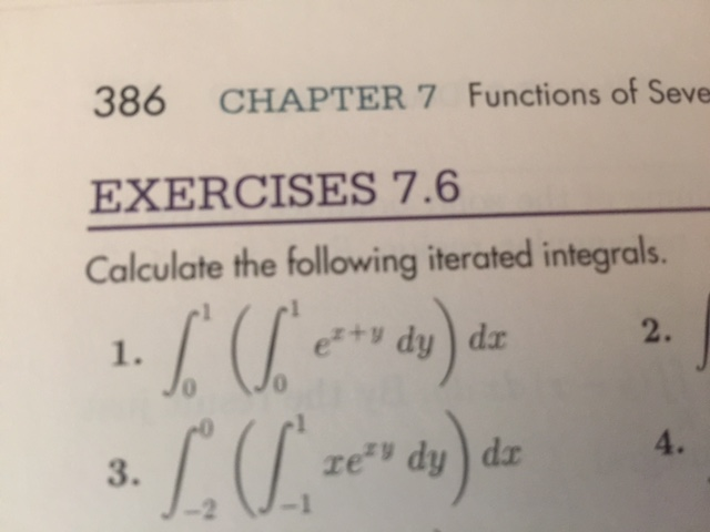 Solved Calculate the following iterated integrals. | Chegg.com