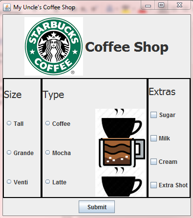 Solved Coffee Shop Requirements:- The Main Frame should have | Chegg.com