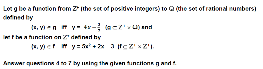 Solved Let g be a function from Z+ (the set of positive | Chegg.com
