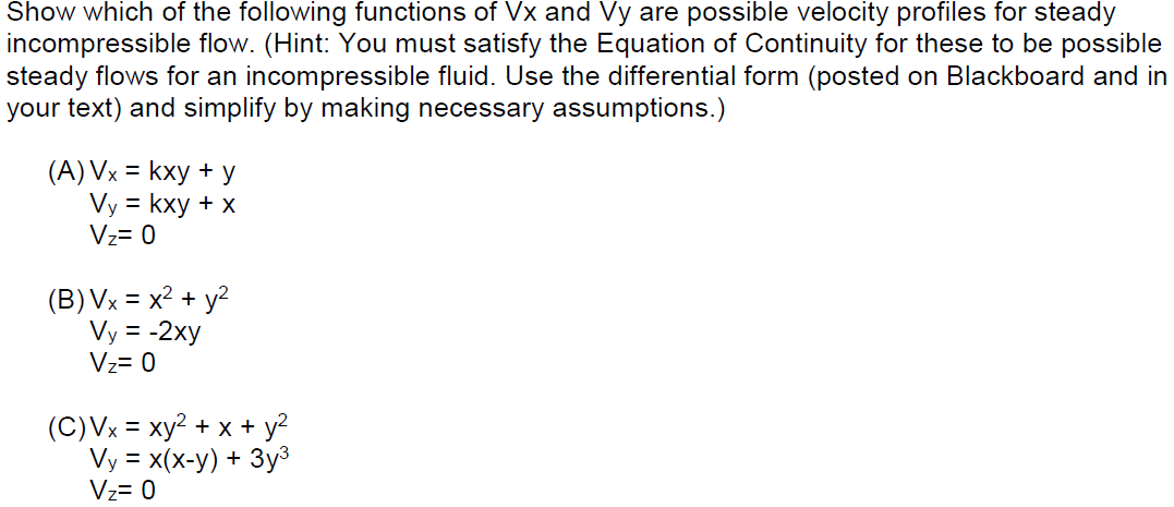 Show which of the following functions of Vx and Vy | Chegg.com