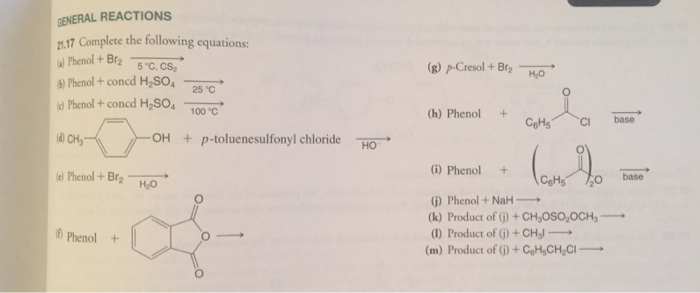 Solved Complete The Following Equations Phenol Br2