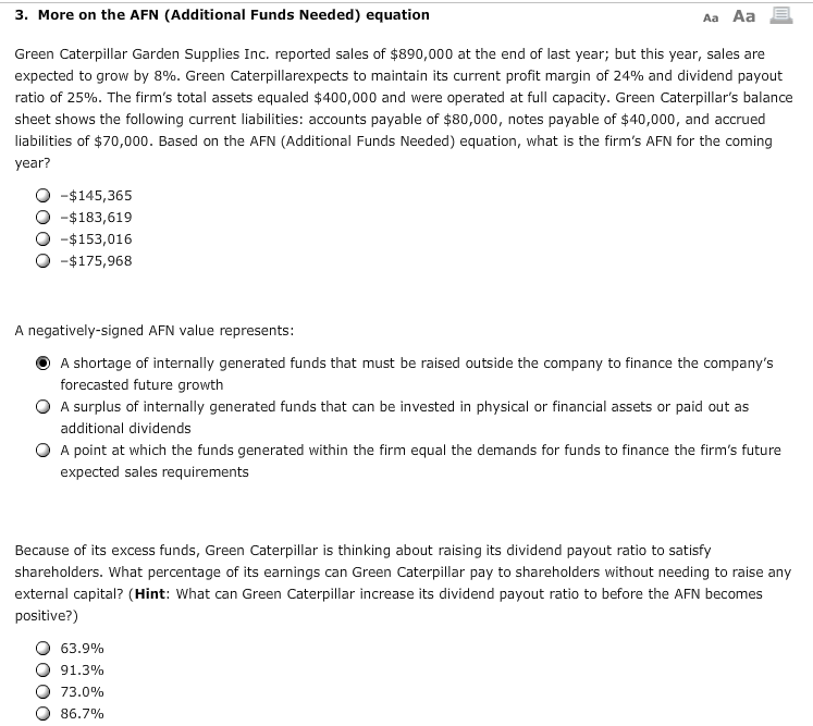 Solved More on the AFN (Additional Funds Needed) equation | Chegg.com