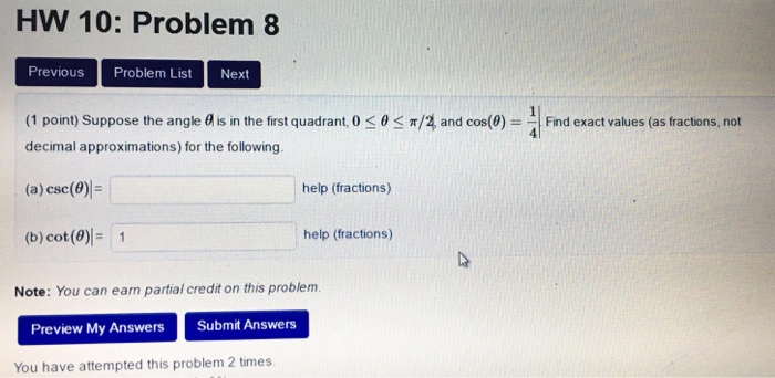 Solved HW 10: Problem 8 Previous Problem List Next (1 point) | Chegg.com