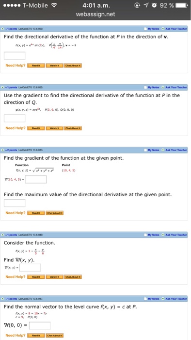Solved Find the directional derivative of the function at P | Chegg.com