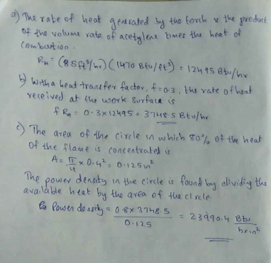 (Solved) - An oxyacetylene torch supplies 8.5 ft 3 of acetylene per ...