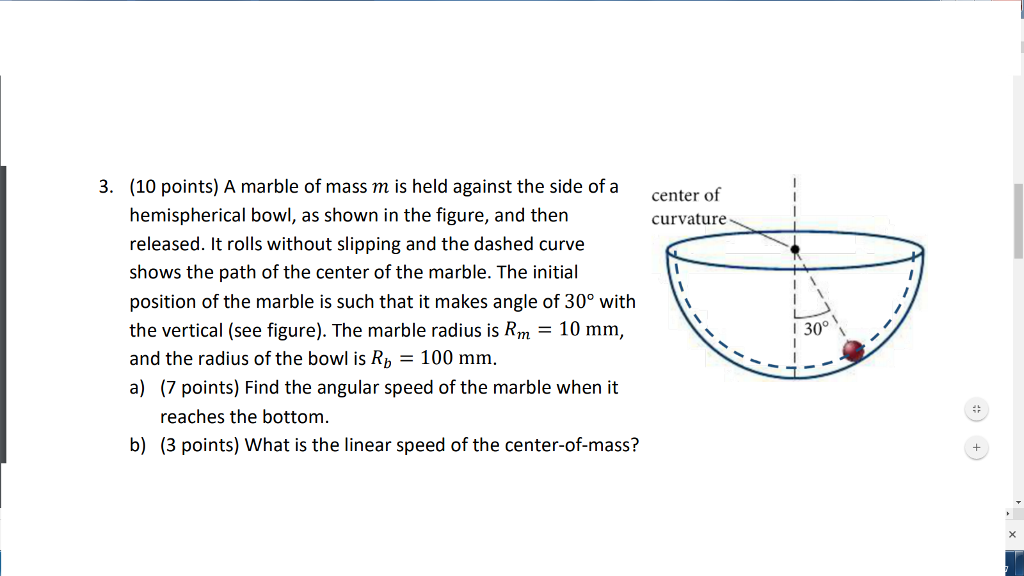 Solved (10 points) A marble of mass m is held against the | Chegg.com
