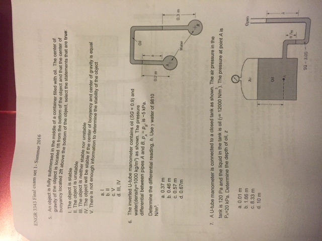 Solved An object is fully submersed in the middle of a | Chegg.com