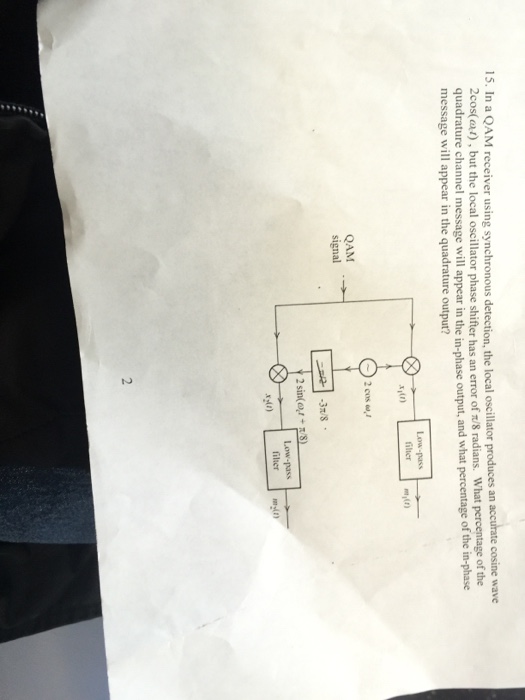 Solved 15. In a QAM receiver using synchronous detection, | Chegg.com