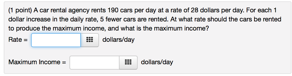 Solved A car rental agency rents 190 cars per day at a rate | Chegg.com