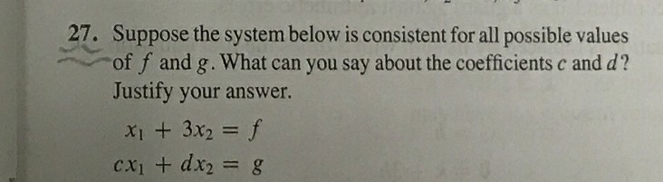 Solved Suppose the system below is consistent for all | Chegg.com