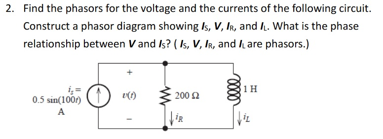 Solved Find the phasors for the voltage and the currents of | Chegg.com