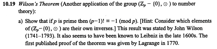 Solved Wilson's Theorem (Another application of the group | Chegg.com